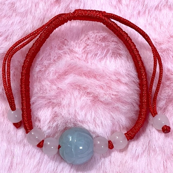 Jewelry | Natural Real Jade Jadeite Ball Red Lucky Bracelet | Poshmark